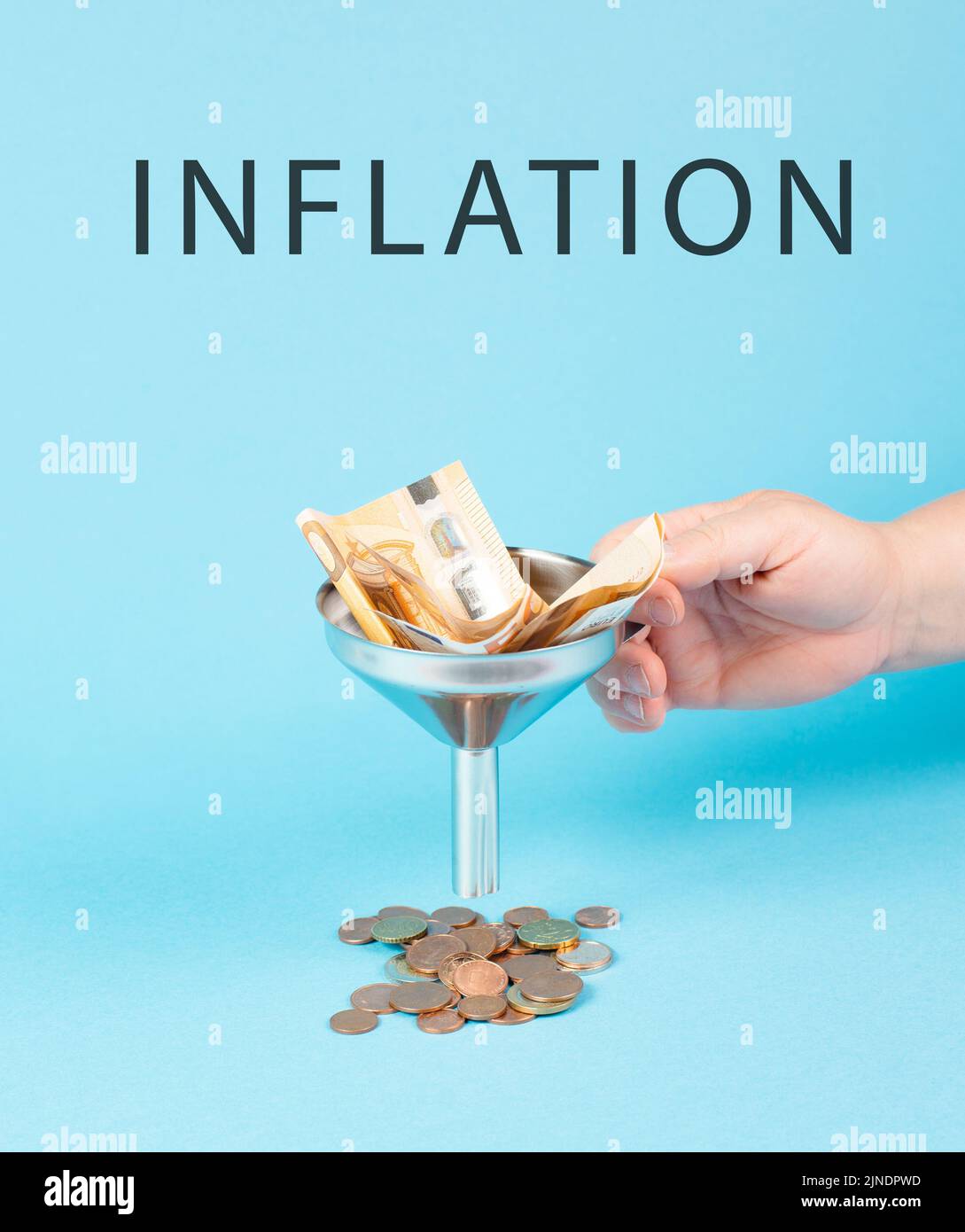 Inflation written with coins hi-res stock photography and images - Alamy