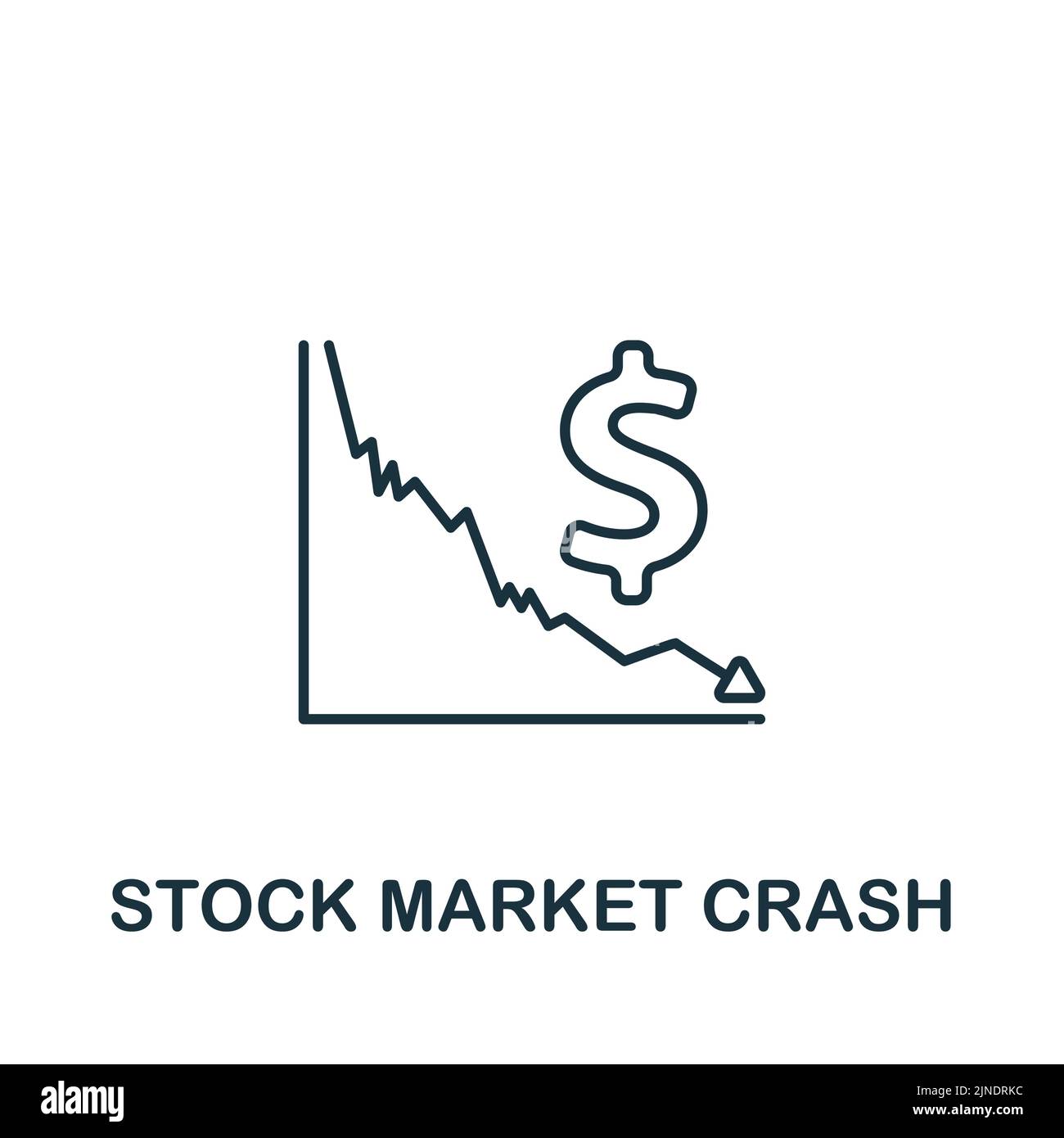 Stock Market Crash icon. Monochrome simple line Economic Crisis icon ...