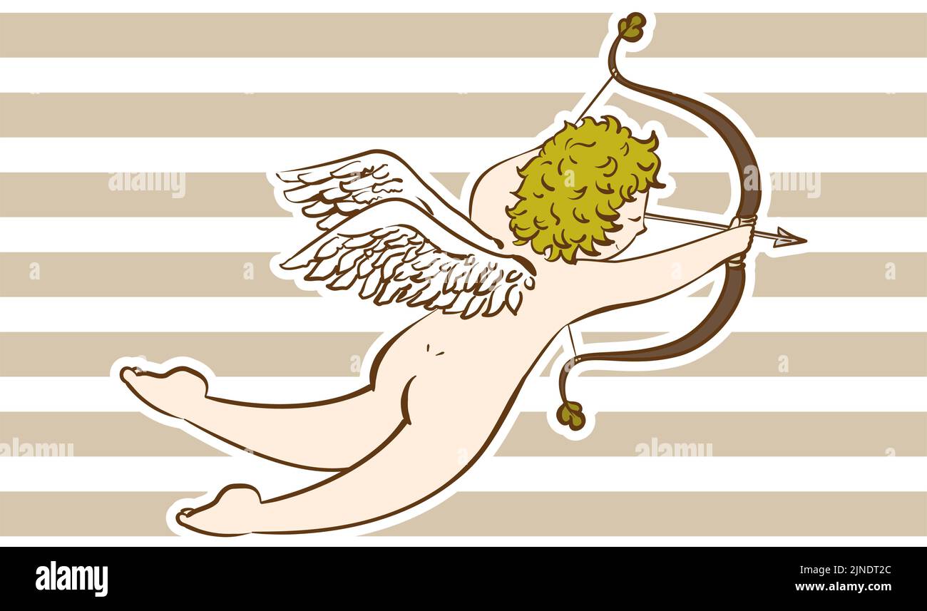 Illustration of a cupid shooting an arrow of love antique style With ...