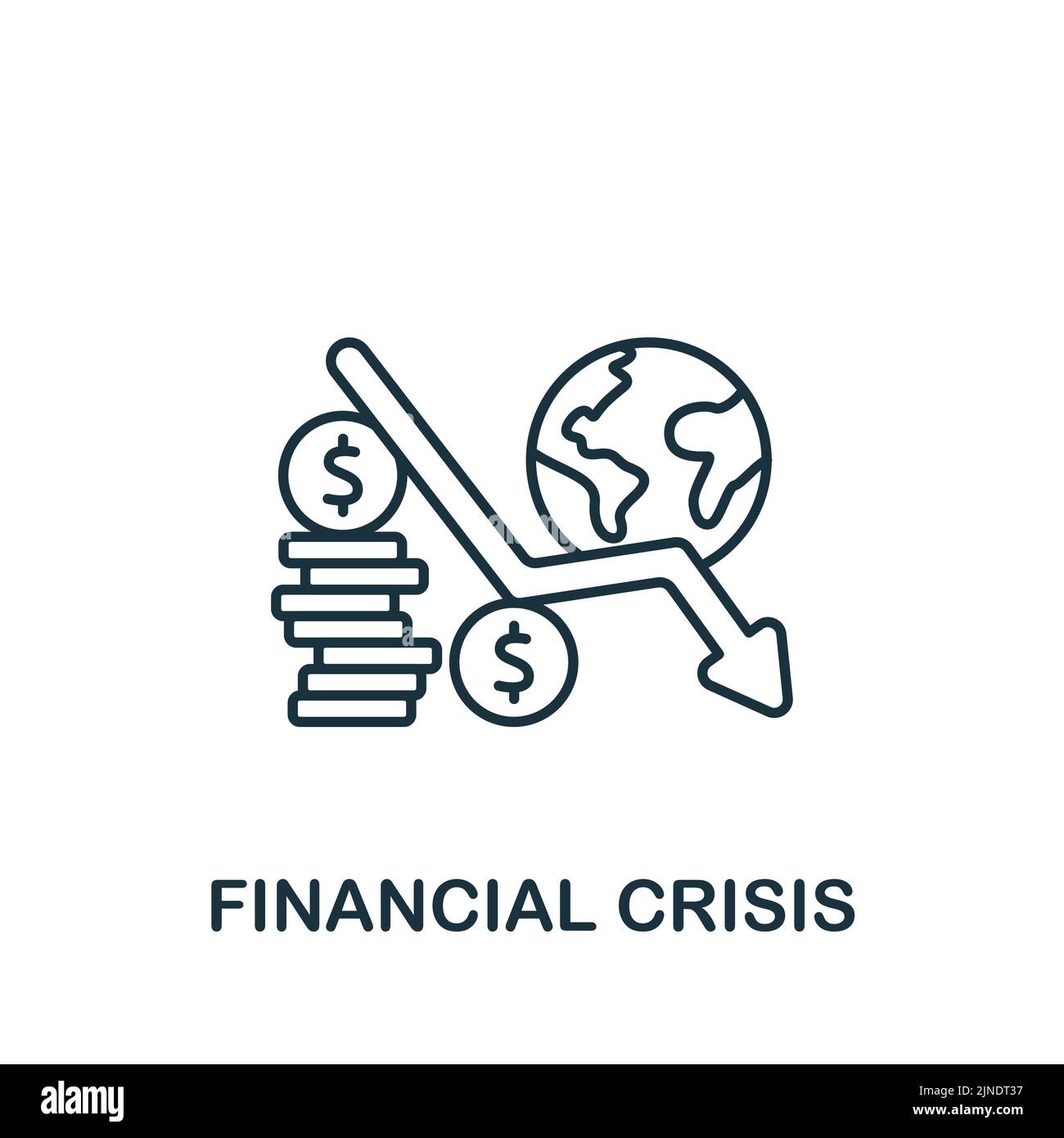 Financial Crisis icon. Monochrome simple line Economic Crisis icon for ...