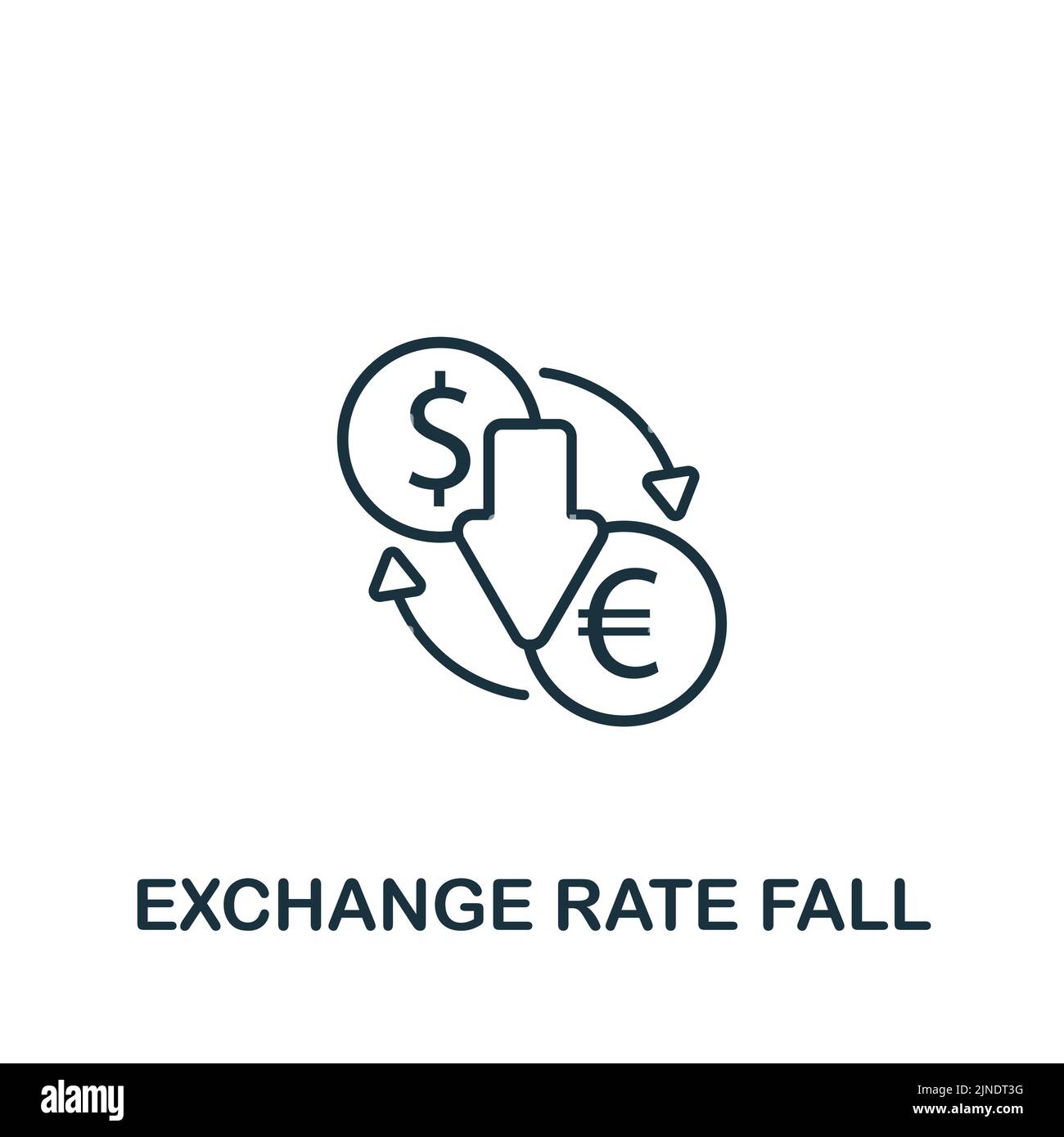 Exchange Rate Fall icon. Monochrome simple line Economic Crisis icon ...