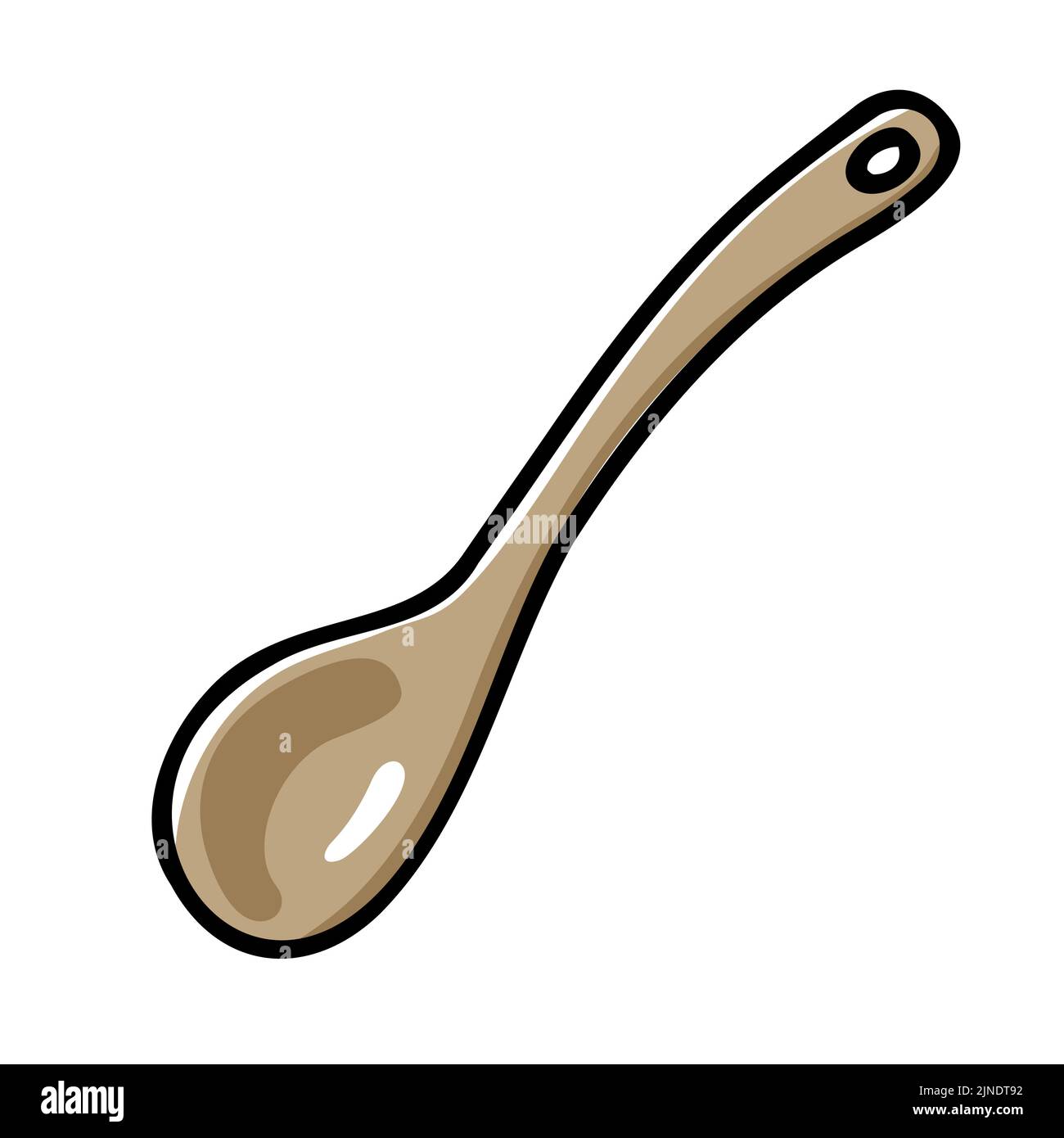 Doodle ladle for cooking food. Hand-drawn beige color sifting dish ...