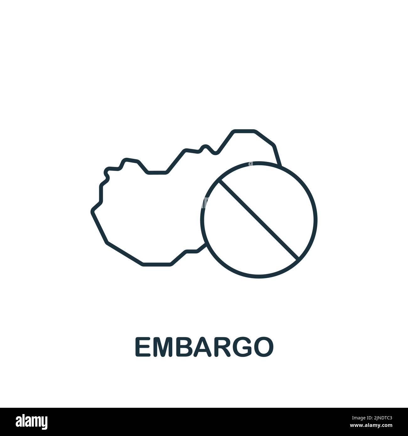 Embargo icon. Monochrome simple line Economic Crisis icon for templates ...