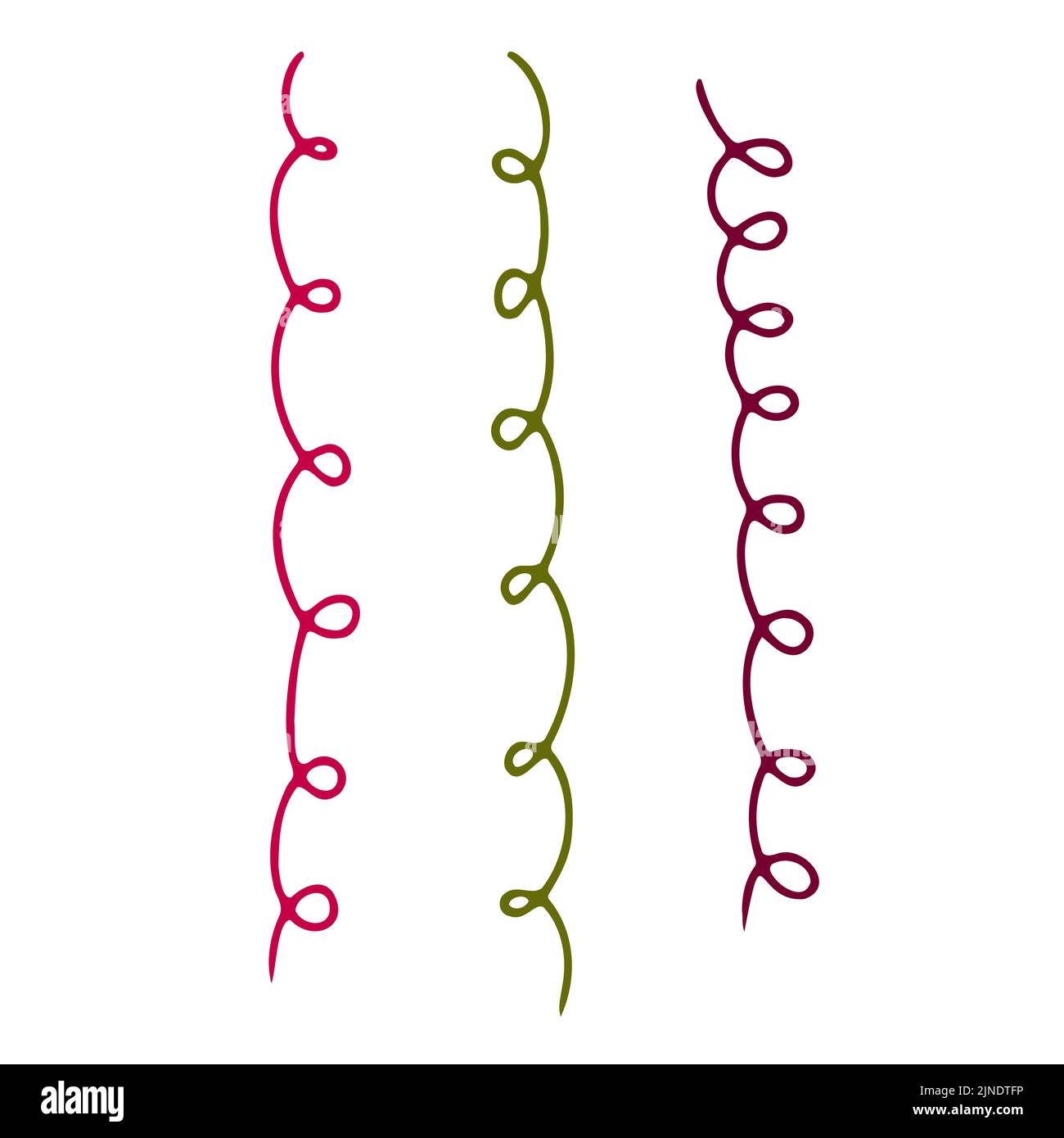 Vector doodle wave curl. Pink, green colors scroll brush strokes of ...