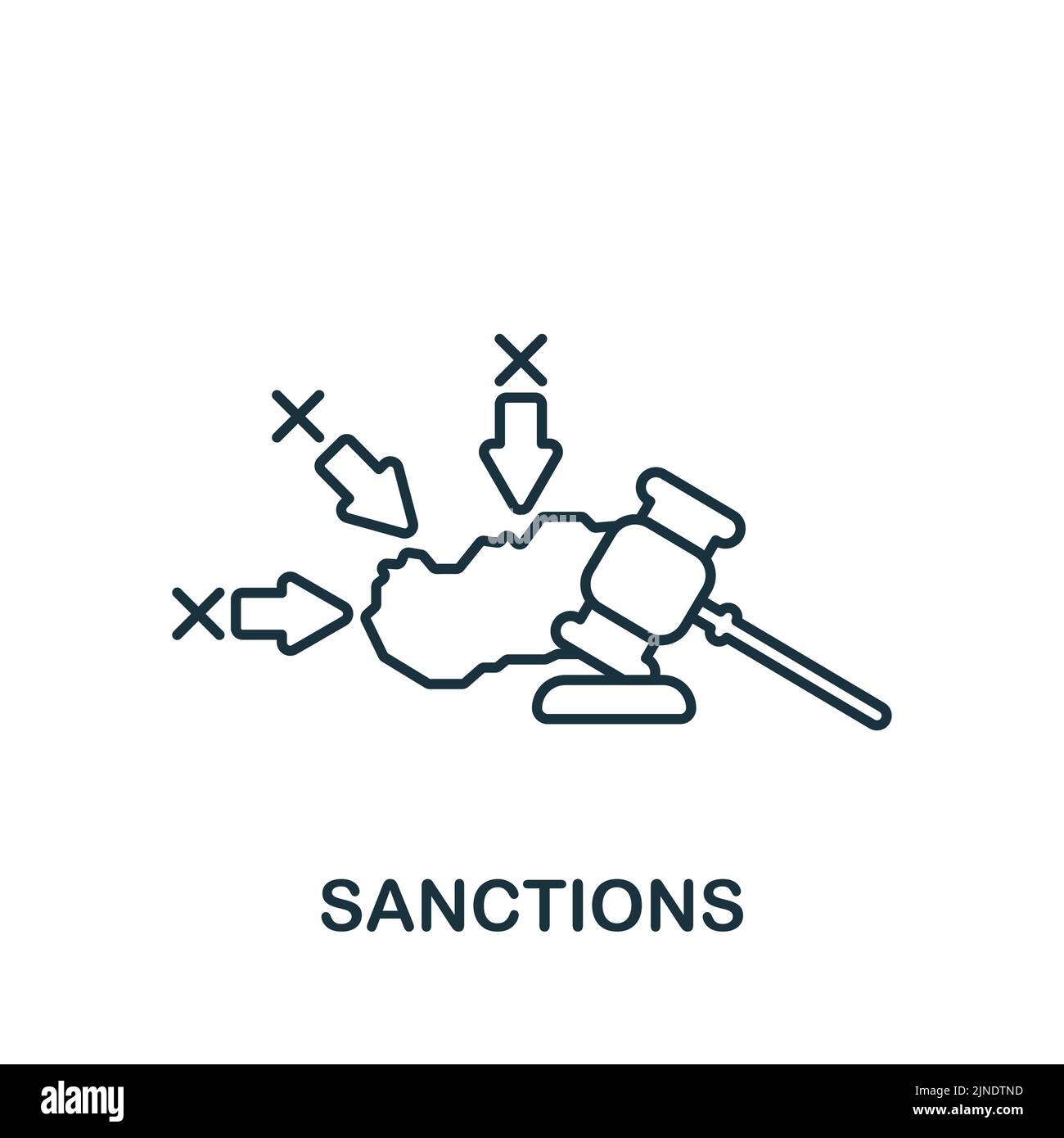 Sanctions icon. Monochrome simple line Economic Crisis icon for ...