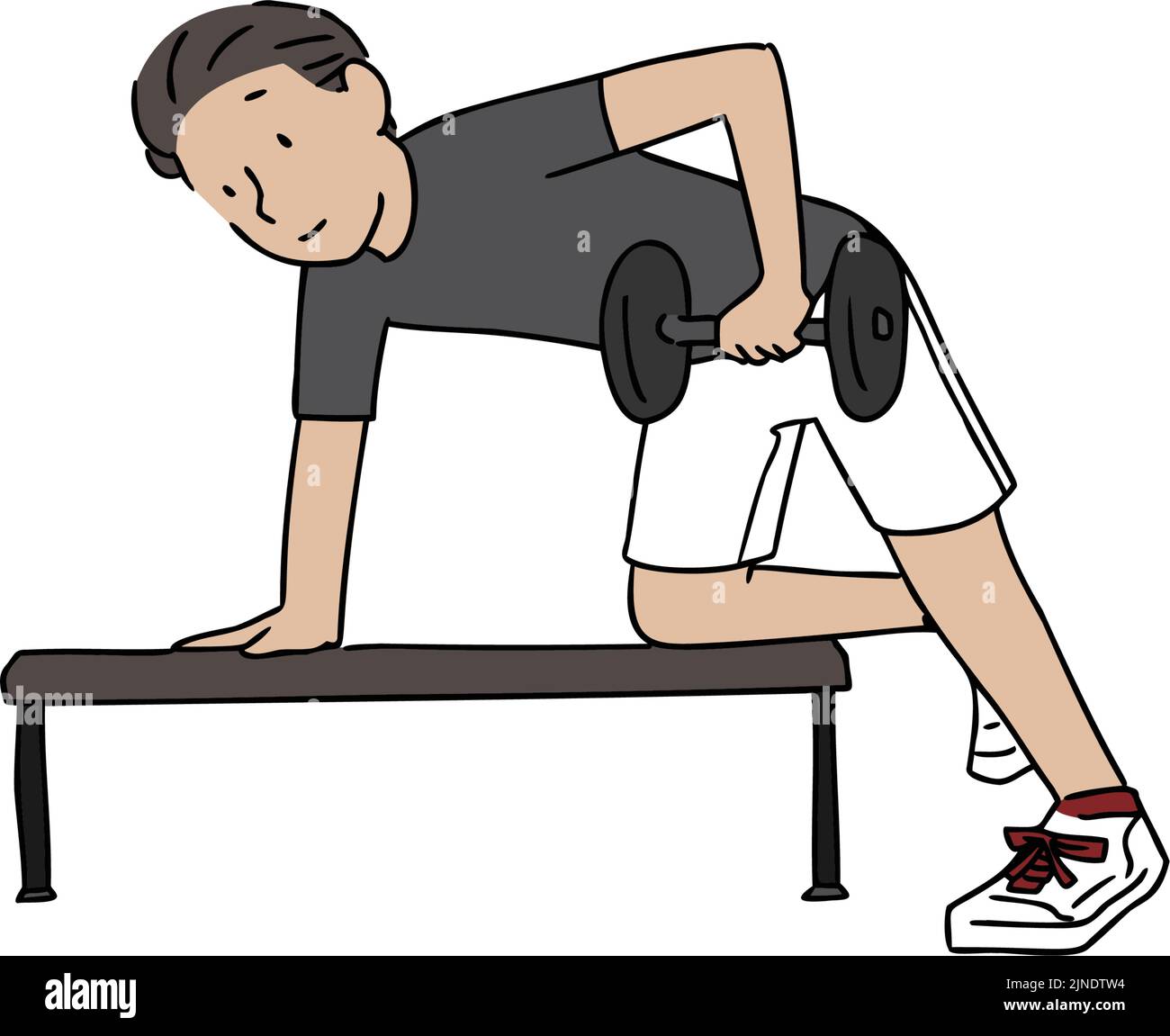 Exercise: muscle training: one-hand row wing men Stock Vector Image ...