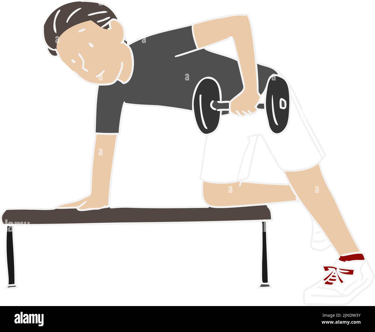 Exercise: muscle training: one-hand row wing men Stock Vector Image ...