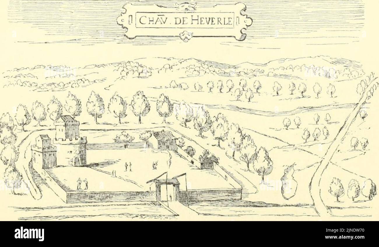 The castle of Croÿ in Heverlee (primitive state after an old engraving ...