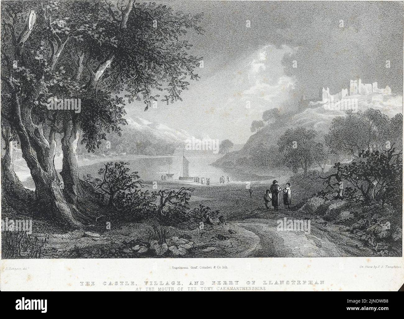 The castle, village, and ferry of Llanstephan - at the mouth of the ...