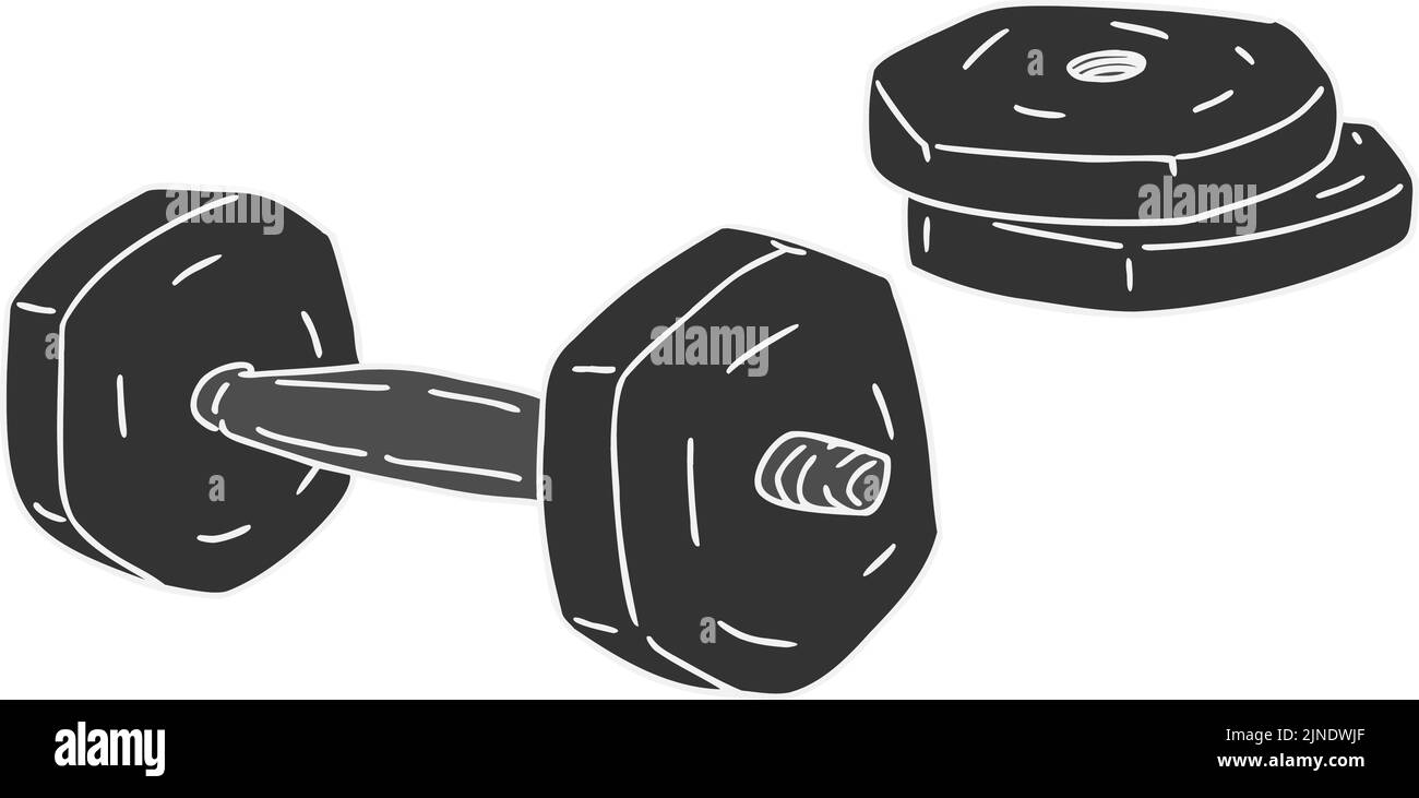 Line art illustration of plate type dumbbells Stock Vector Image & Art ...