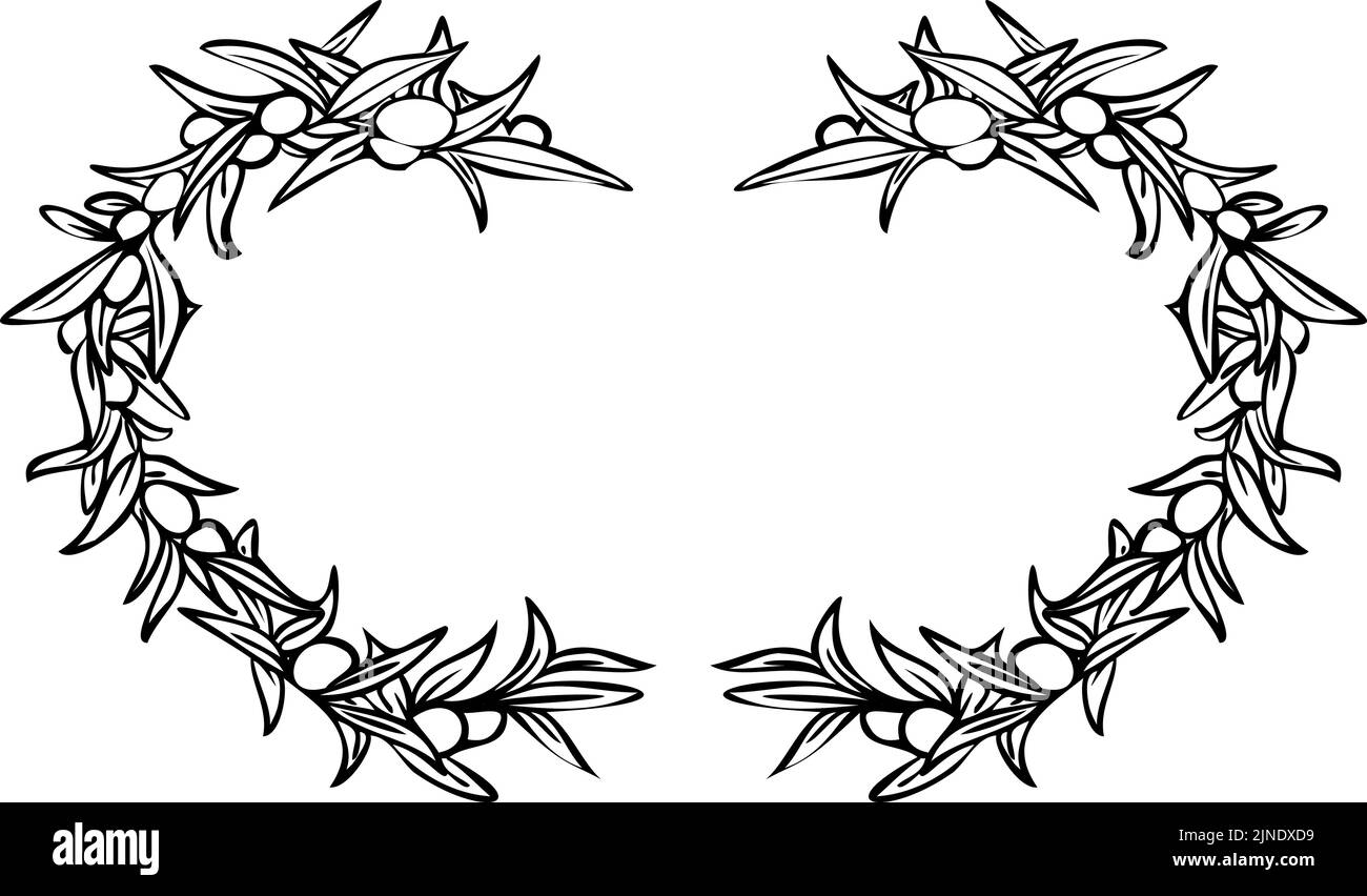 Frame leaves drawing lines Stock Vector Images - Alamy