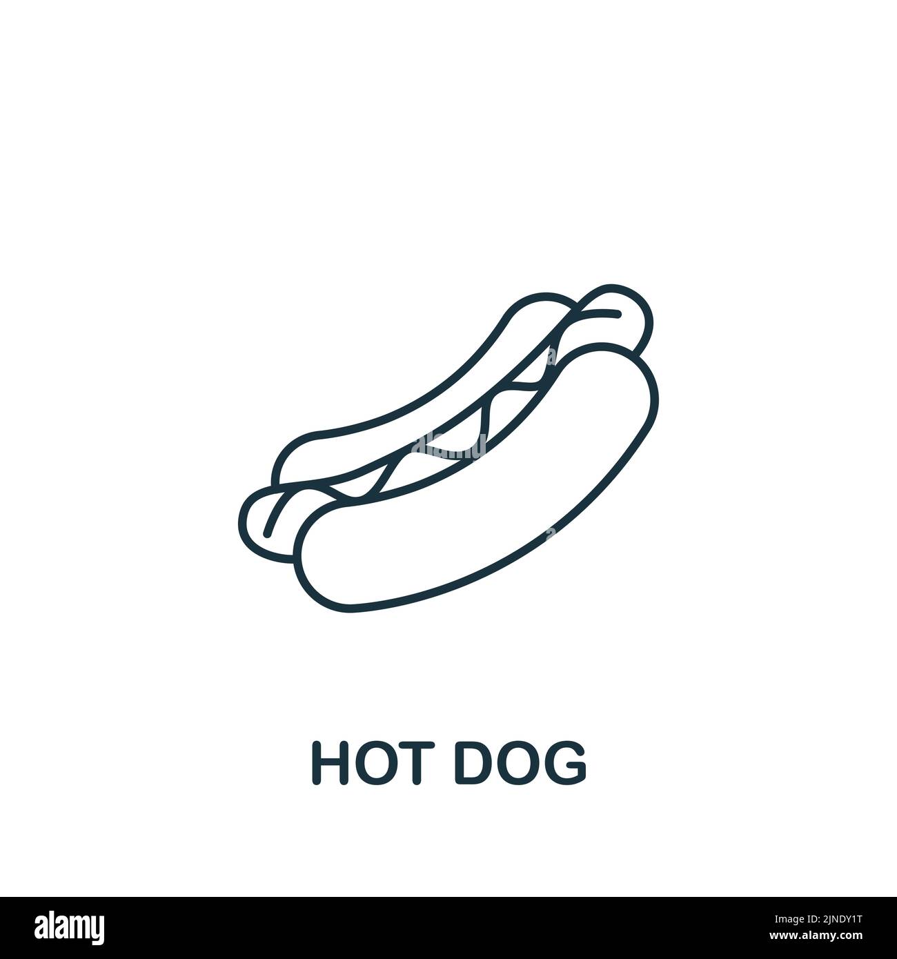 Hot Dog icon. Monochrome simple line Fastfood icon for templates, web ...