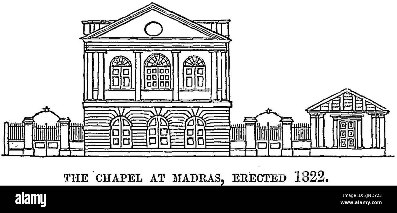 The Chapel at Madras, Erected 1822 (Hoole, 1844, p.180 Stock Photo - Alamy