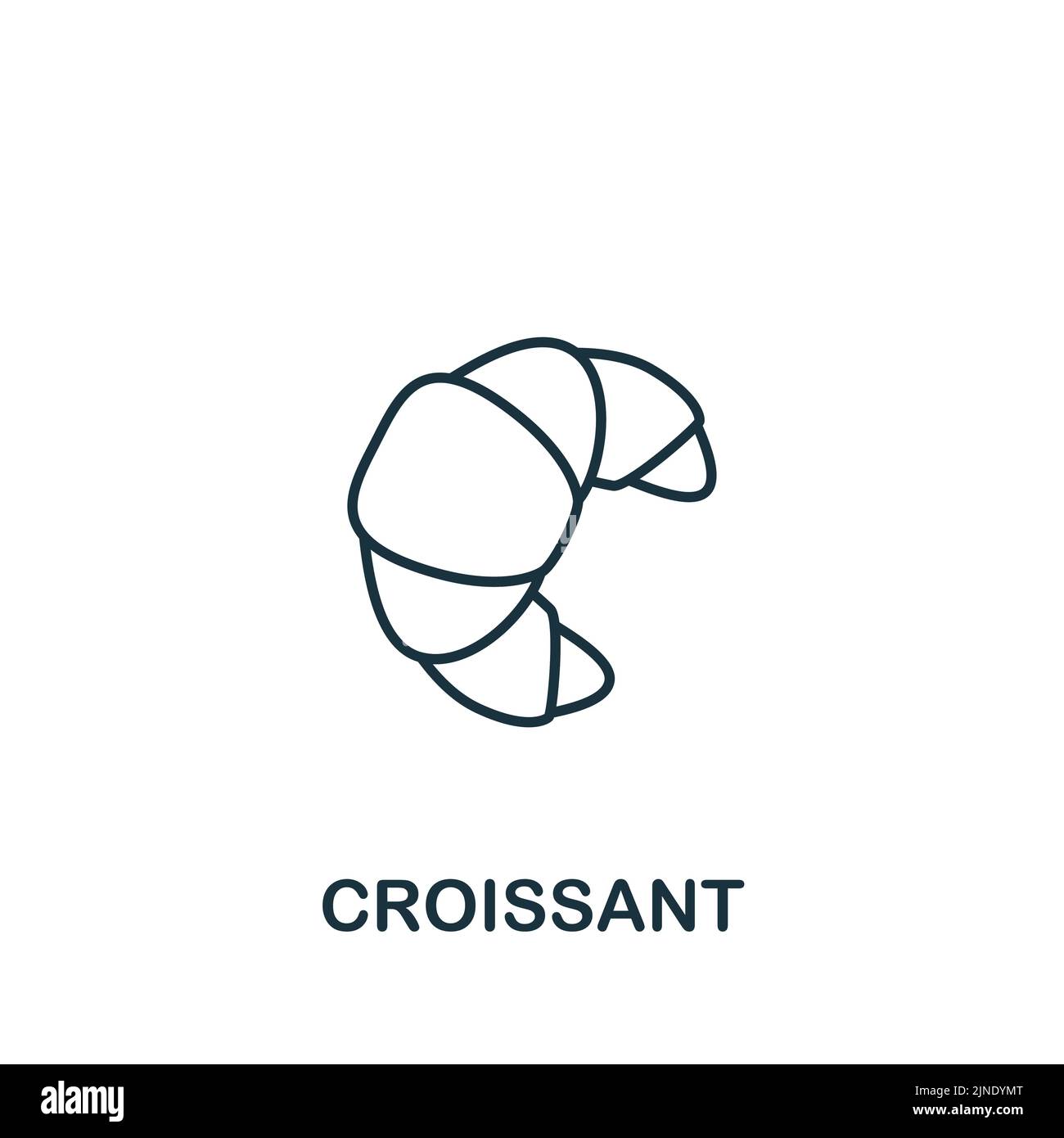 Croissant icon. Monochrome simple line Fastfood icon for templates, web ...