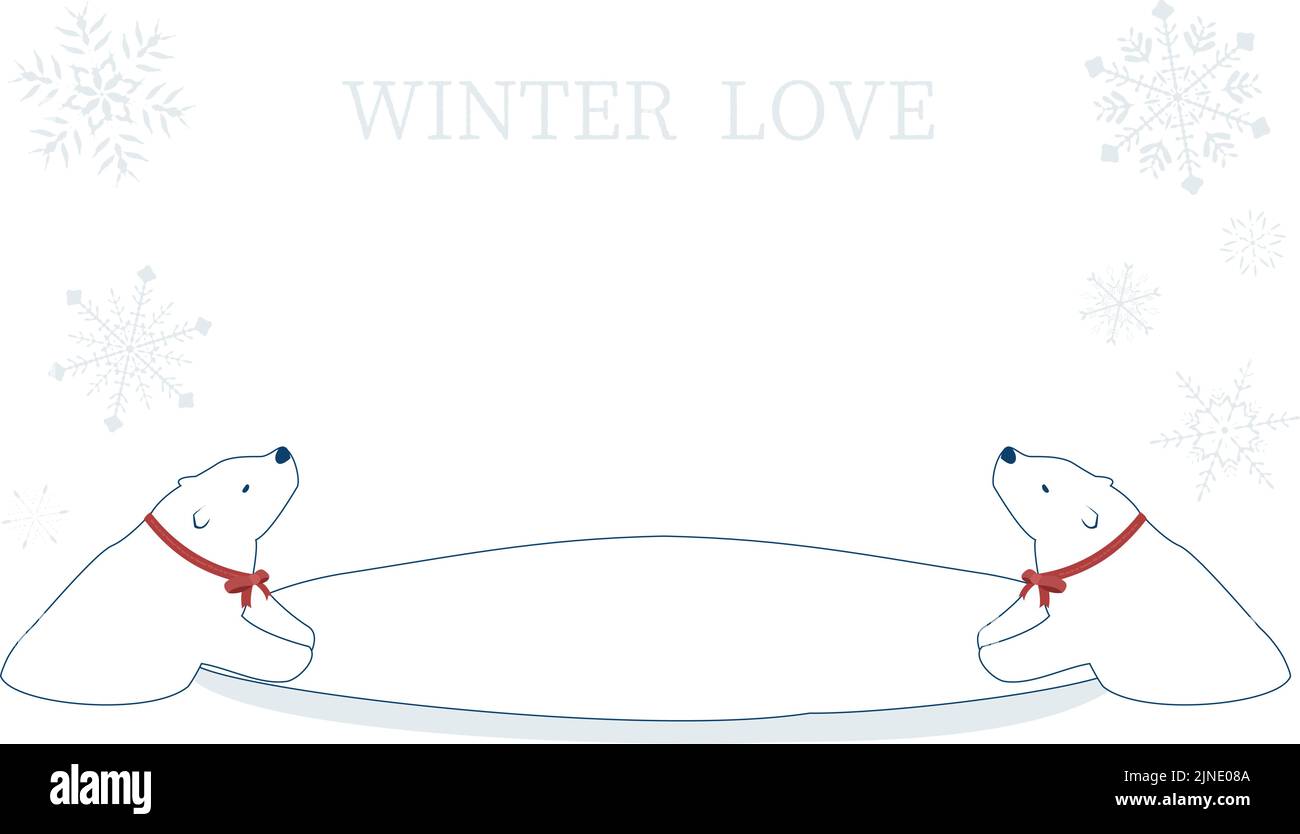 Polar bear with a red ribbon on his neck Snowflake ver Stock Vector ...