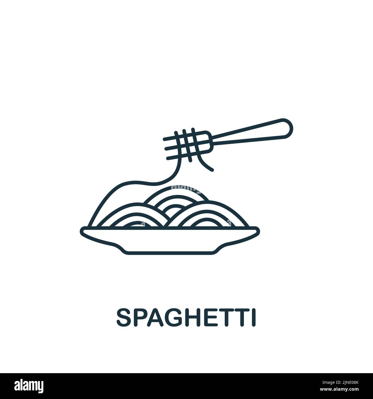 Spaghetti icon. Monochrome simple line Fastfood icon for templates, web ...