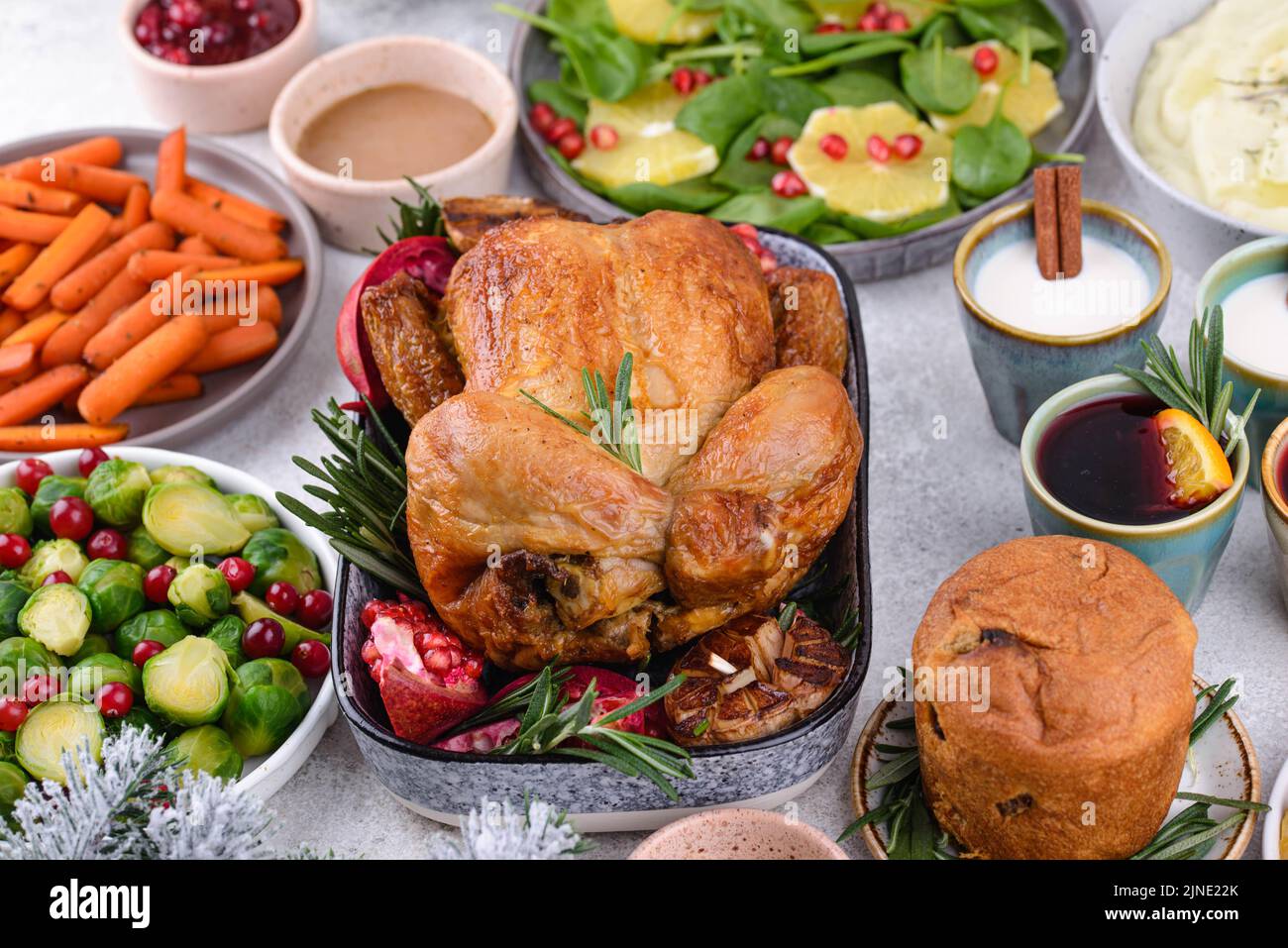 Christmas festive dinner with traditional dishes Stock Photo - Alamy