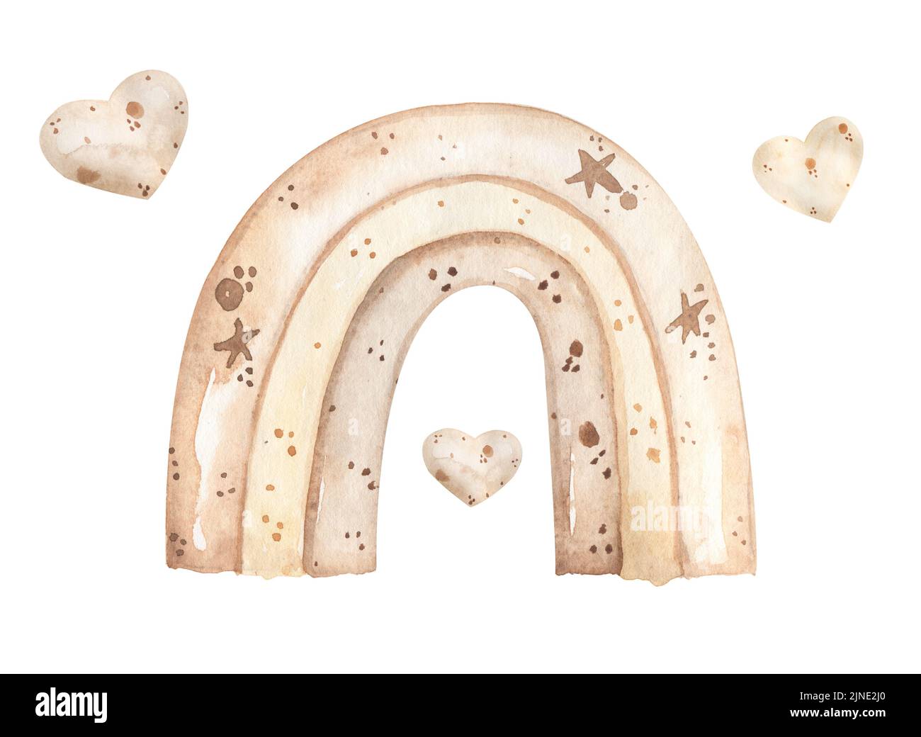 Watercolor Beige Boho Rainbow illustration, Delicate Modern Rainbow ...