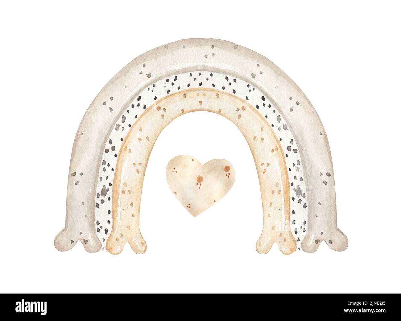 Watercolor Beige Boho Rainbow illustration, Delicate Modern Rainbow ...