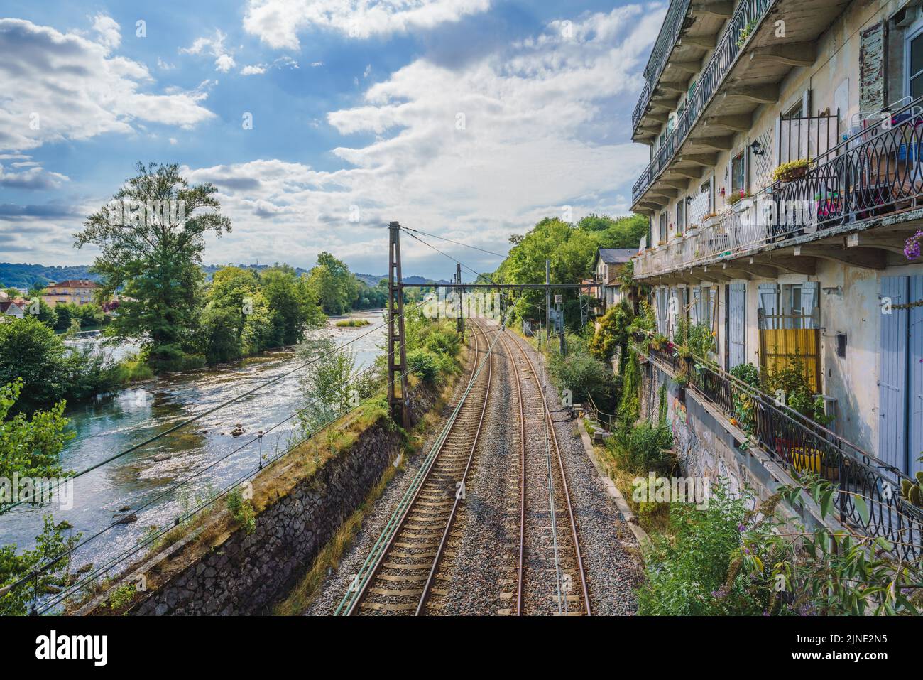 Train rail way in the city Stock Photo - Alamy