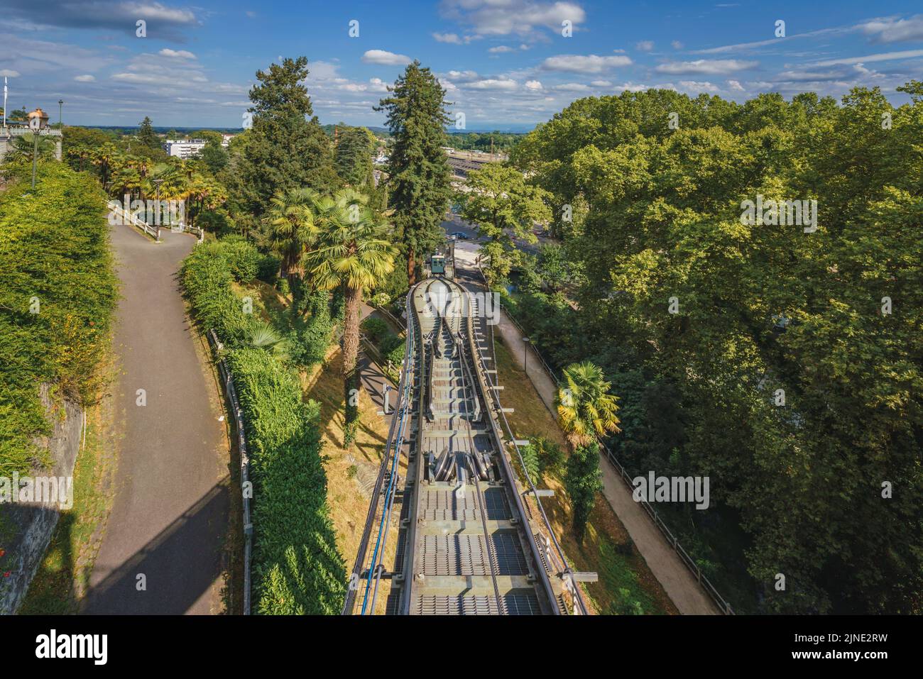 The famous Funicular, a cable train connecting the upper and lower town ...