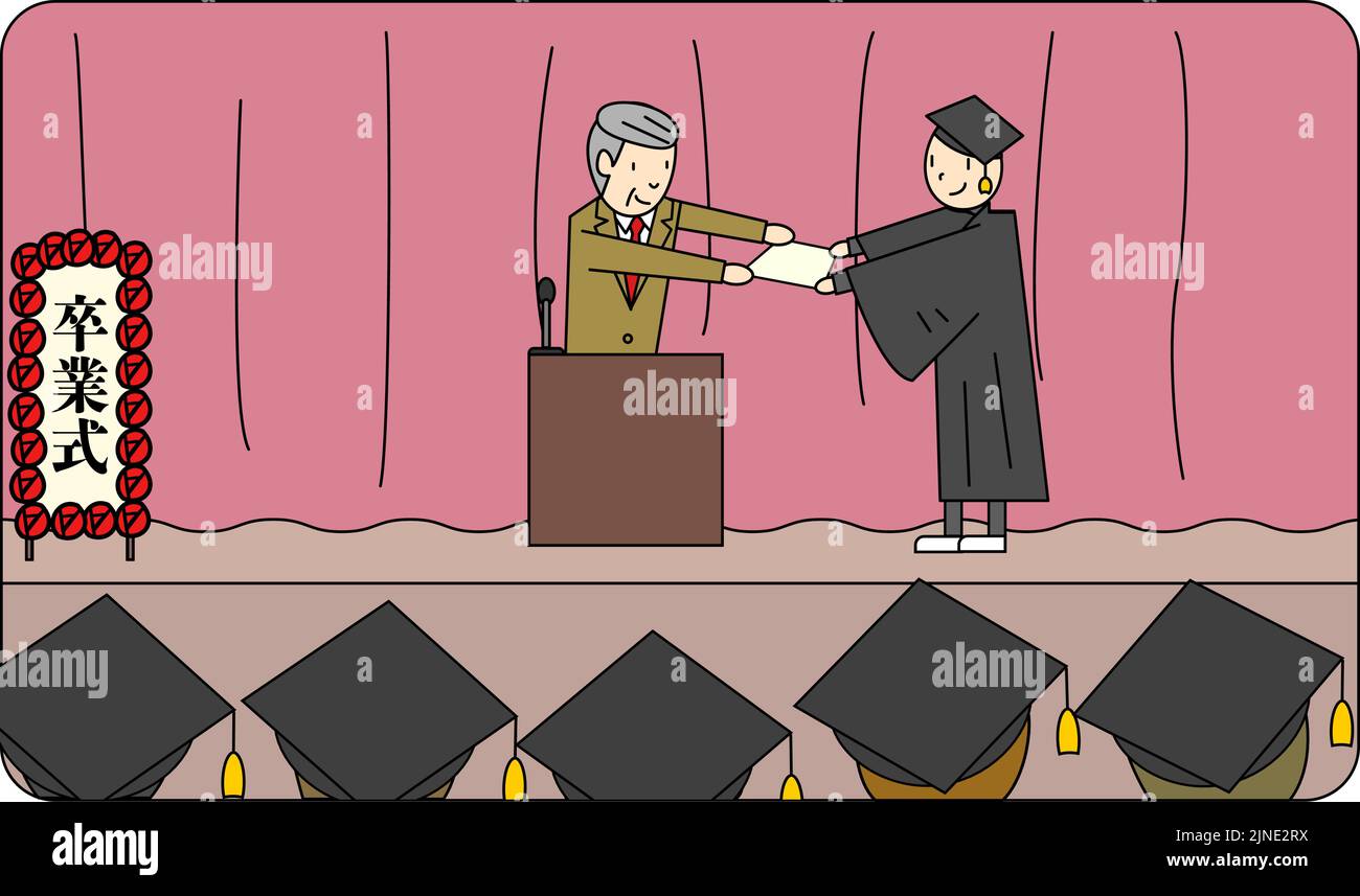 A man receiving a diploma in a gown at the degree conferment ceremony ...