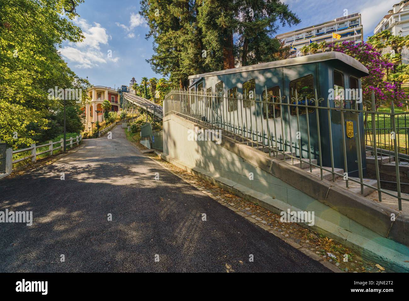 The famous Funicular, a cable train connecting the upper and lower town ...