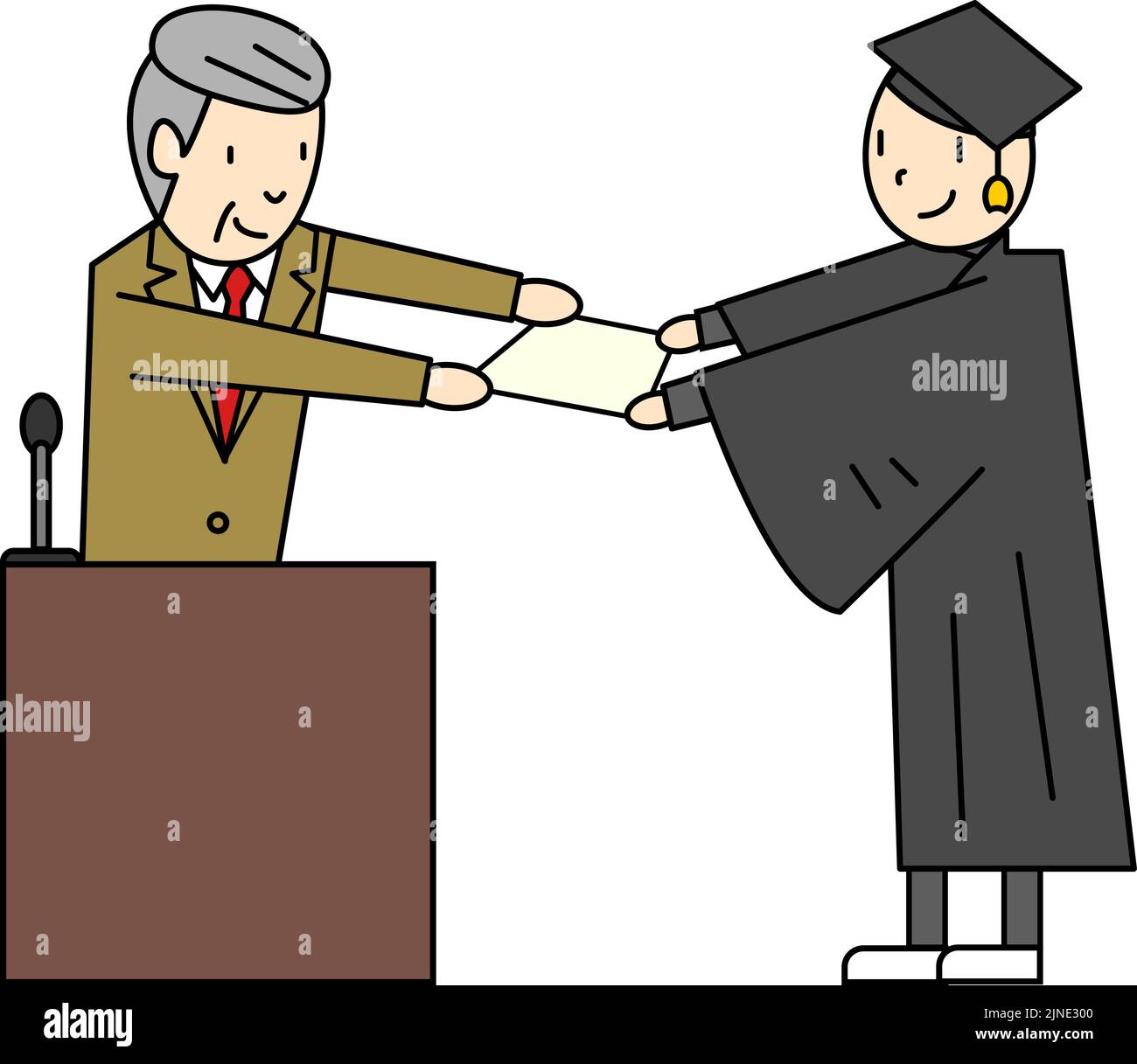 Male in gown receiving diploma at degree conferral ceremony Stock ...