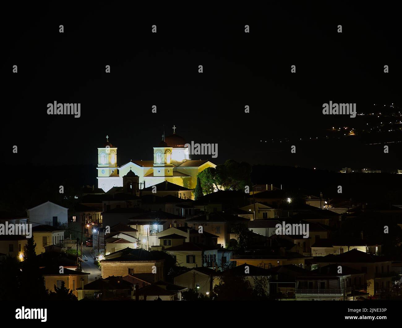 Small greek town in sunset colours, Galaxidi, Greece Stock Photo - Alamy