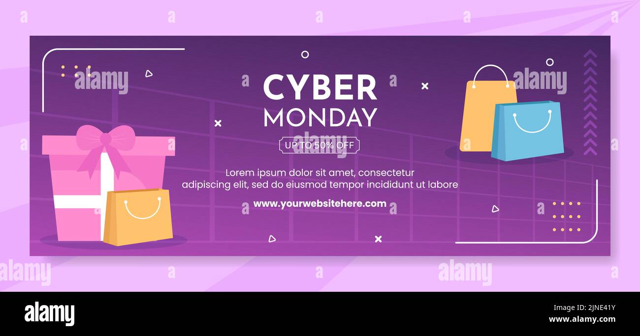 Cyber Monday Sale Cover Template Hand Drawn Cartoon Flat Illustration ...