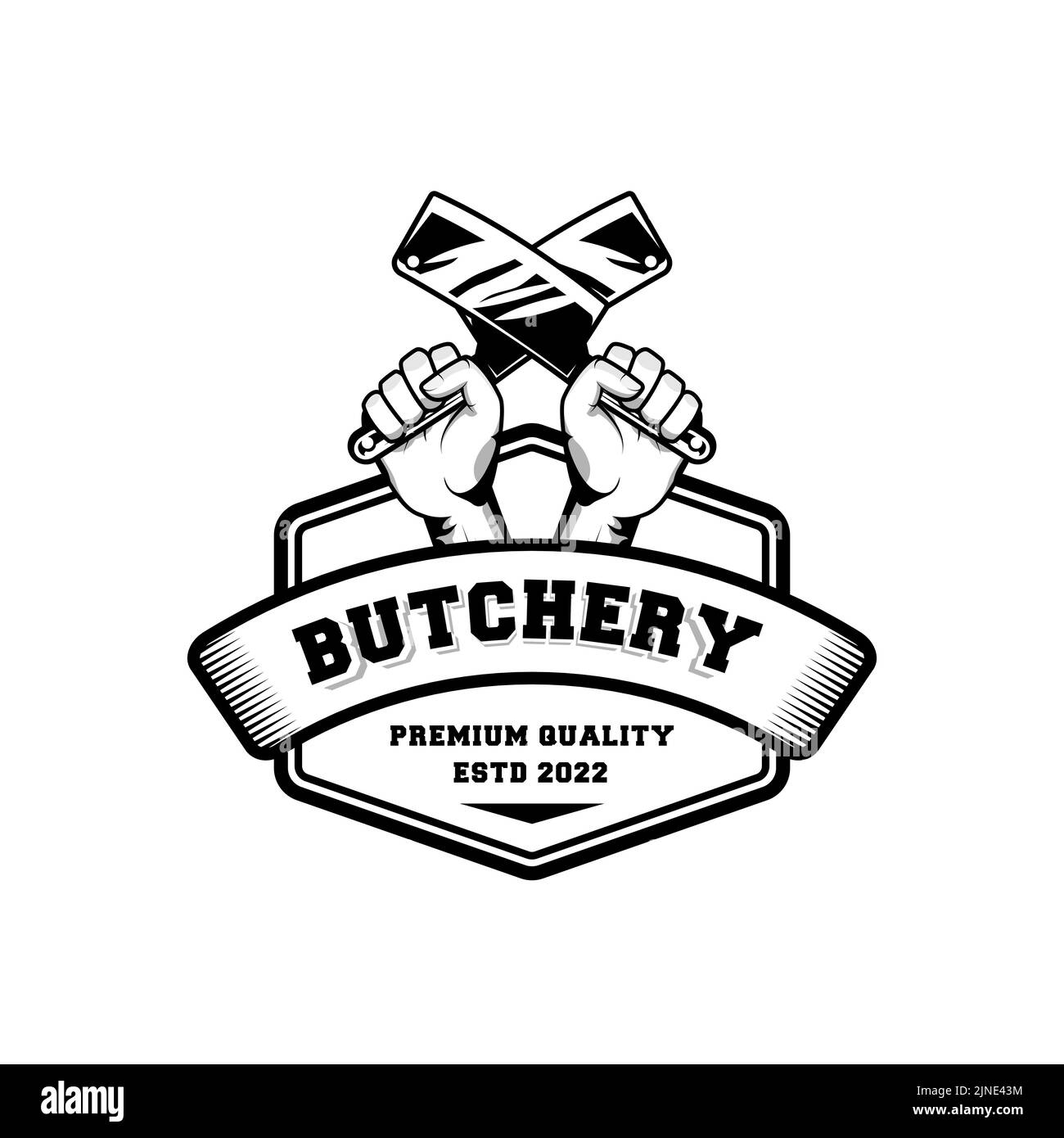 Butchery logo design template in rustic retro vintage style Stock ...