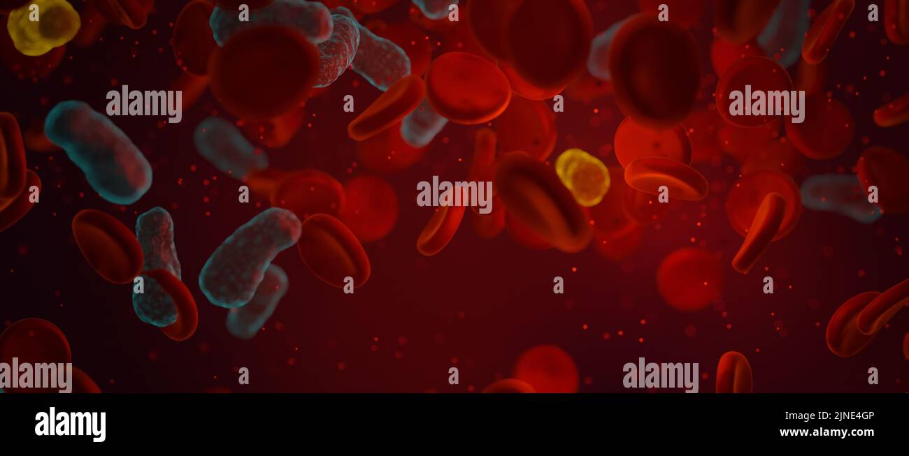 Sepsis, bacteria blood concept banner background 3D Render Stock Photo ...