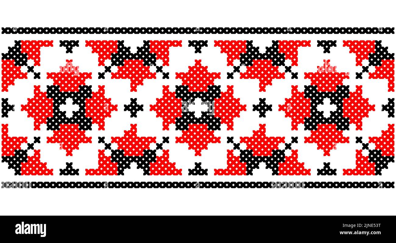 Seamless traditional Ukraine pattern Slavic ornament embroidered cross ...