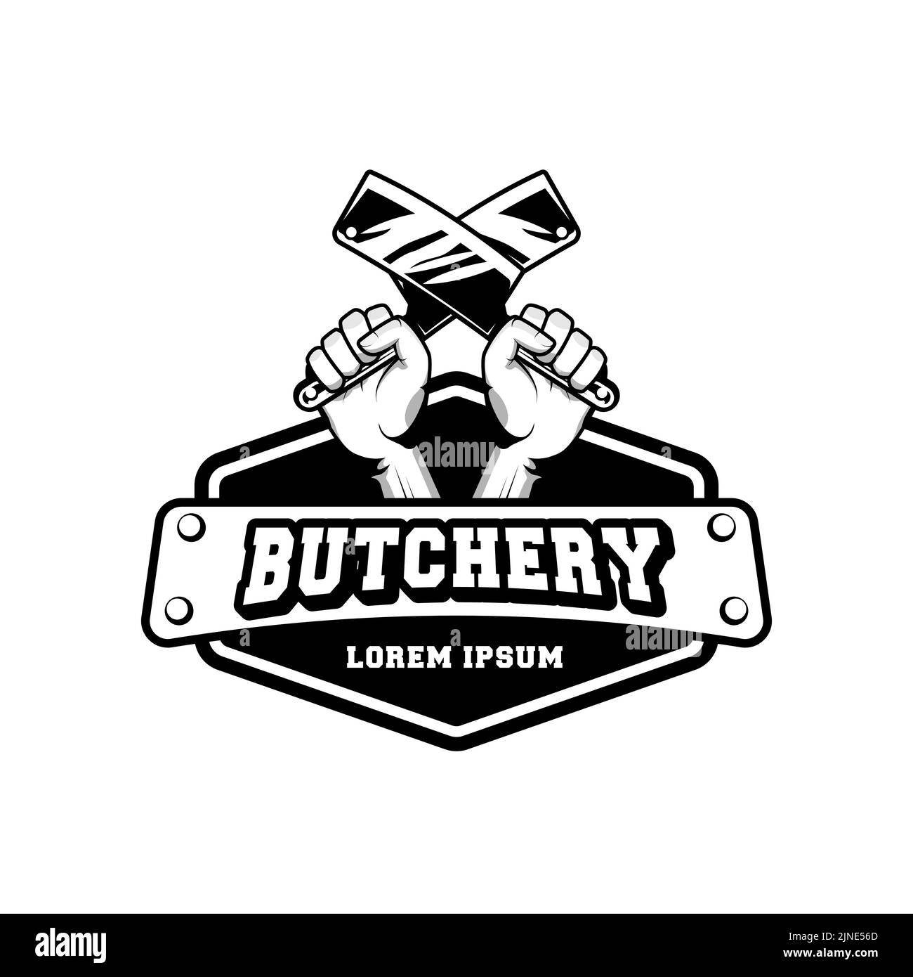 Butchery logo design template in rustic retro vintage style Stock ...