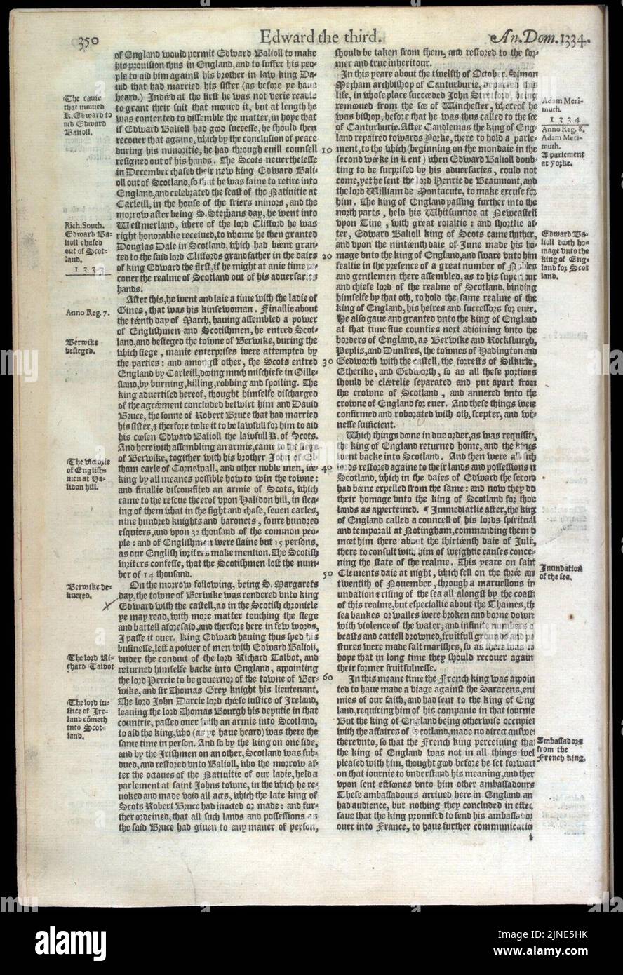 The Chronicles of England, Scotland and Ireland, Holinshed, 1587 - 1587 Stock Photo - Alamy