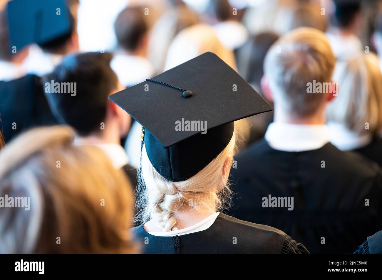Mannheim, Germany. 29th July, 2022. A woman wears a graduation hat at a ...