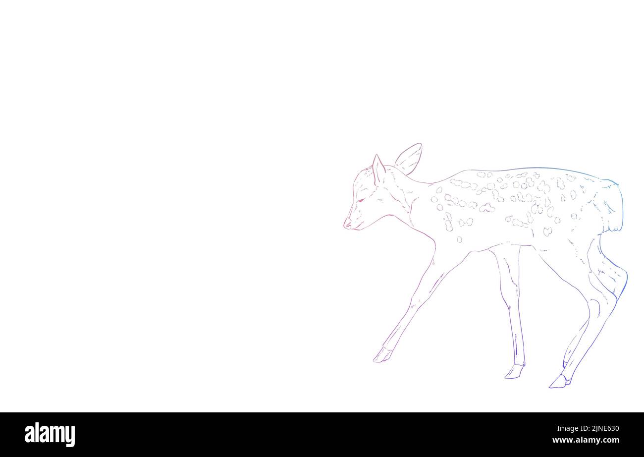 Realistic animal illustration, rainbow colored deer walking Stock ...