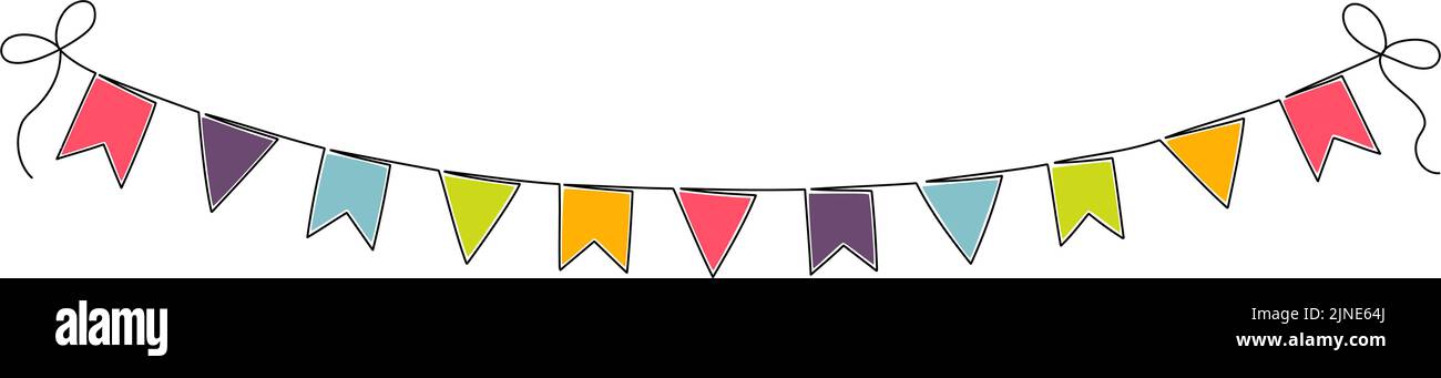 Continuous line drawing of garland. Vector illustration Stock Vector ...