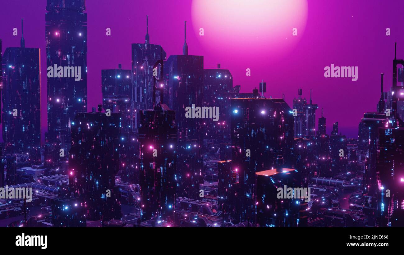 Futuristic City Scape Metaverse Background 3D Render Stock Photo - Alamy