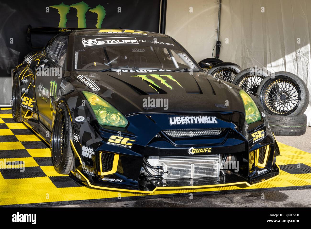 Steve "Baggsy" Biagioni's Nissan R35 GT-R drift car on display at the ...