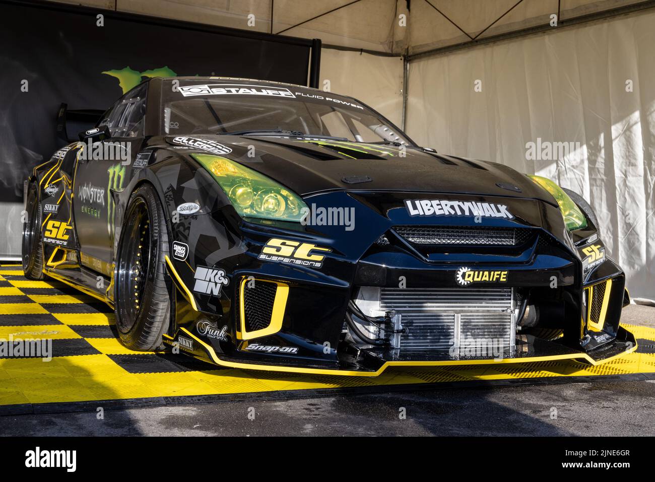 Steve "Baggsy" Biagioni's Nissan R35 GT-R drift car on display at the ...