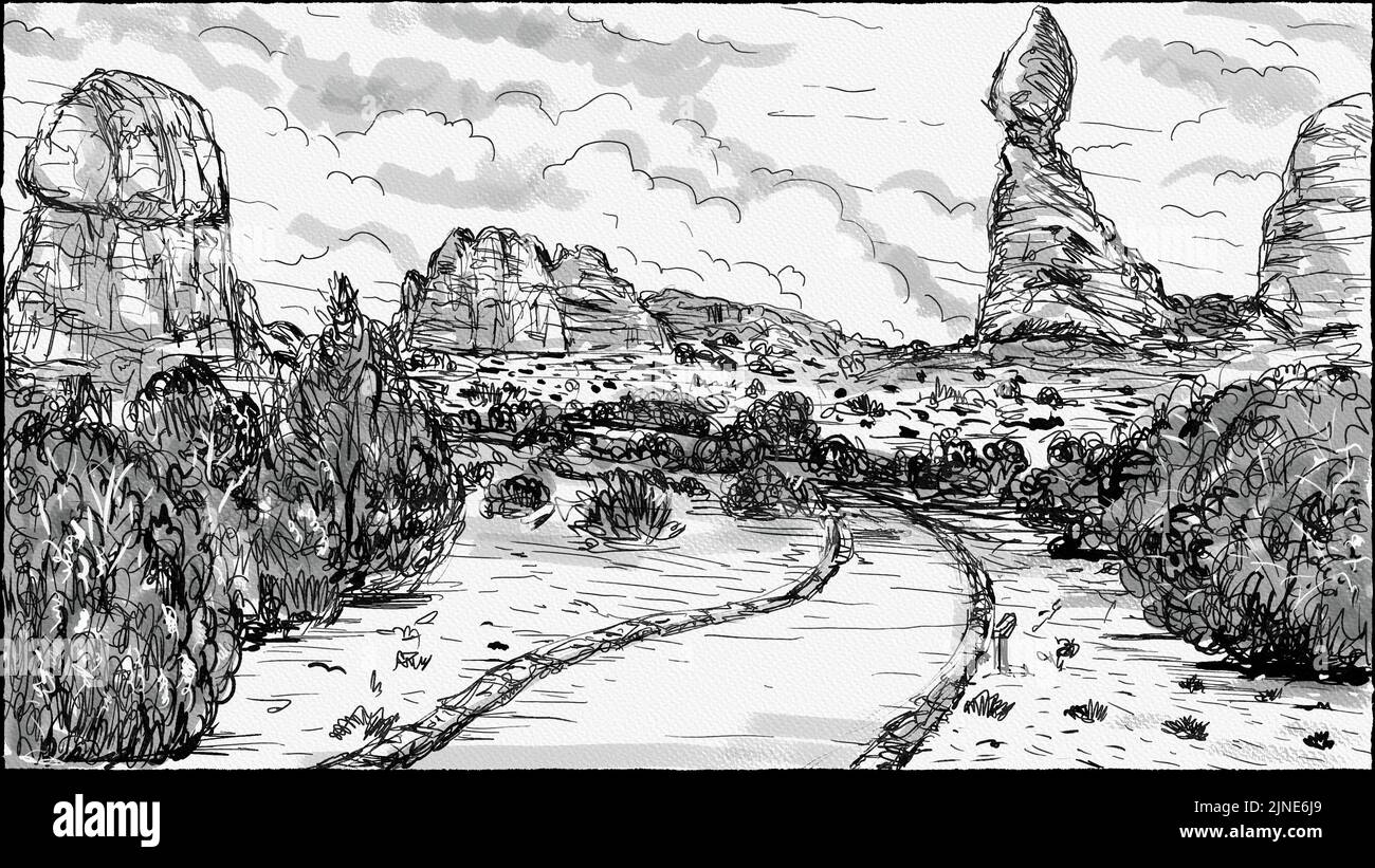 Utah landscape drawing hi-res stock photography and images - Alamy