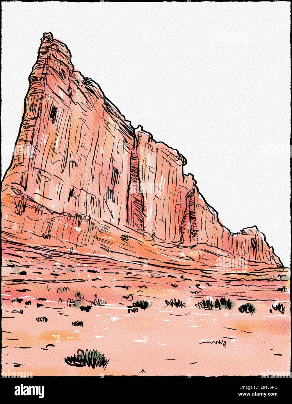 Pen and ink watercolor drawing painting of The Organ within Courthouse ...