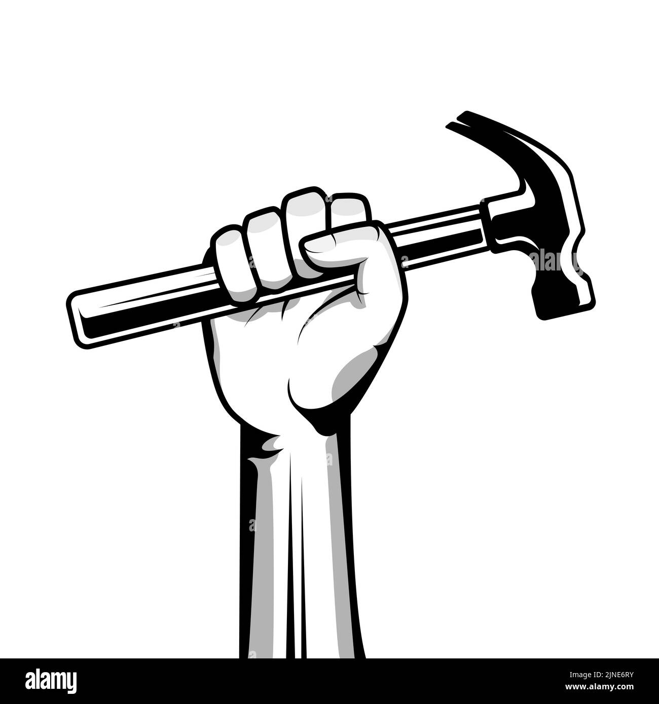 Hand holding hammer illustration clip art for carpenter logo isolated ...