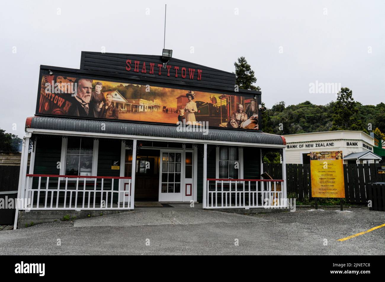 The main entrance to the living museum of an old gold mining town of ...