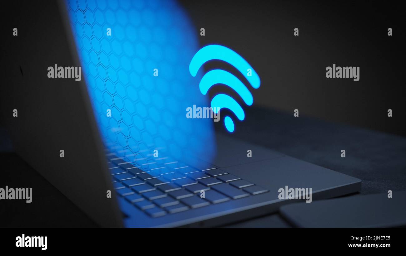 Wifi status check connectivity access 3D Illustration Stock Photo - Alamy