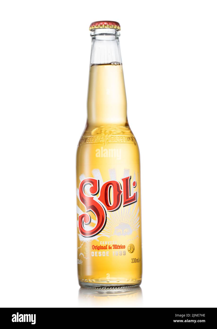 LONDON, UK - JUNE 30, 2022: Bottle of Sol mexican original lager beer ...