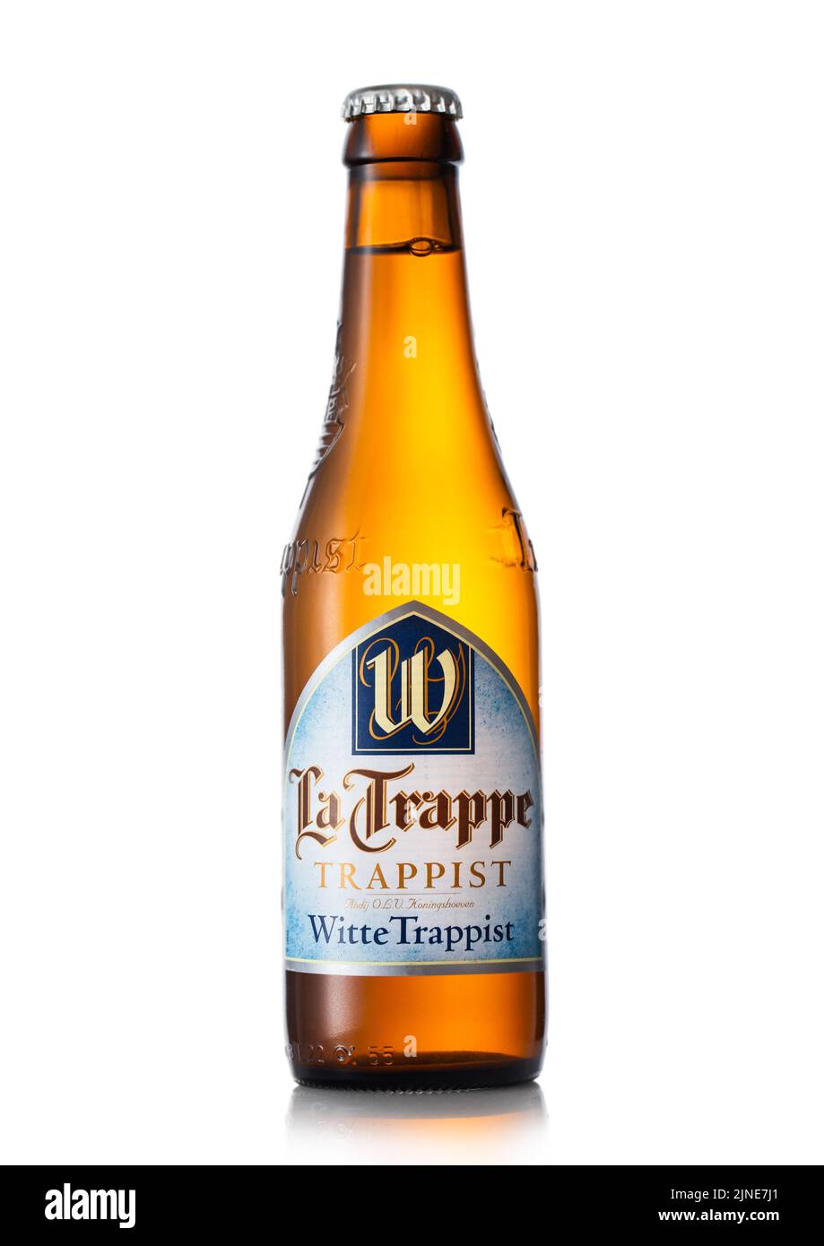 LONDON,UK - July 02, 2022: Glass bottle of La Trappe Trappist wheat ...