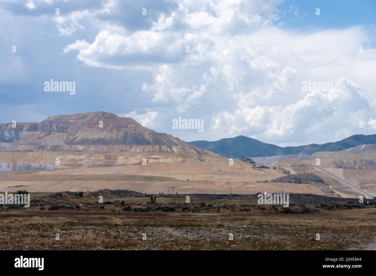 Terraces at the giant Bingham Canyon open pit copper mine near Salt ...