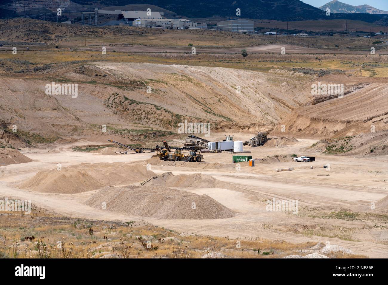 A gravel pit or aggregate mine in operation in Utah Stock Photo - Alamy